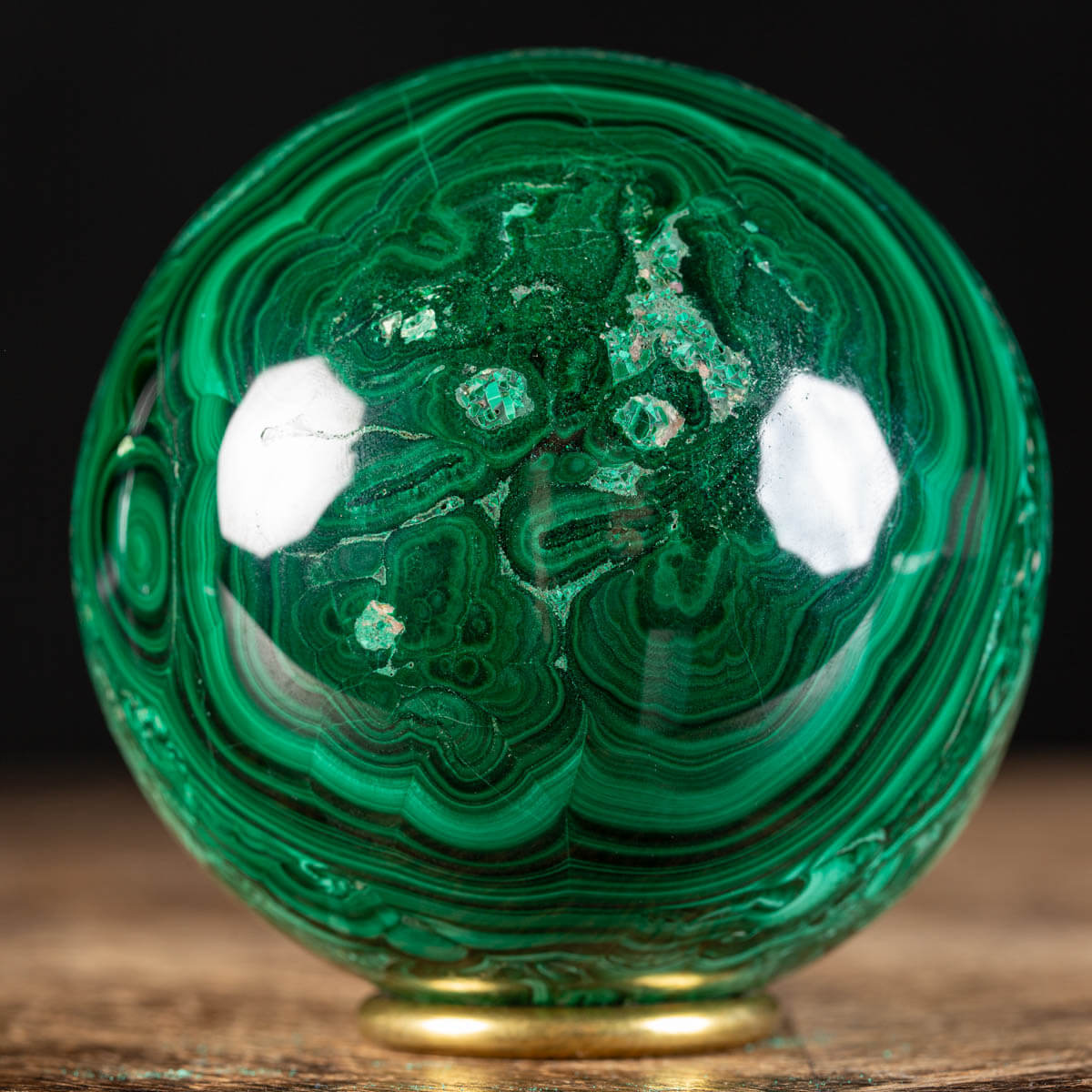 Polished Malachite Sphere: Extra Quality. - MAC-218